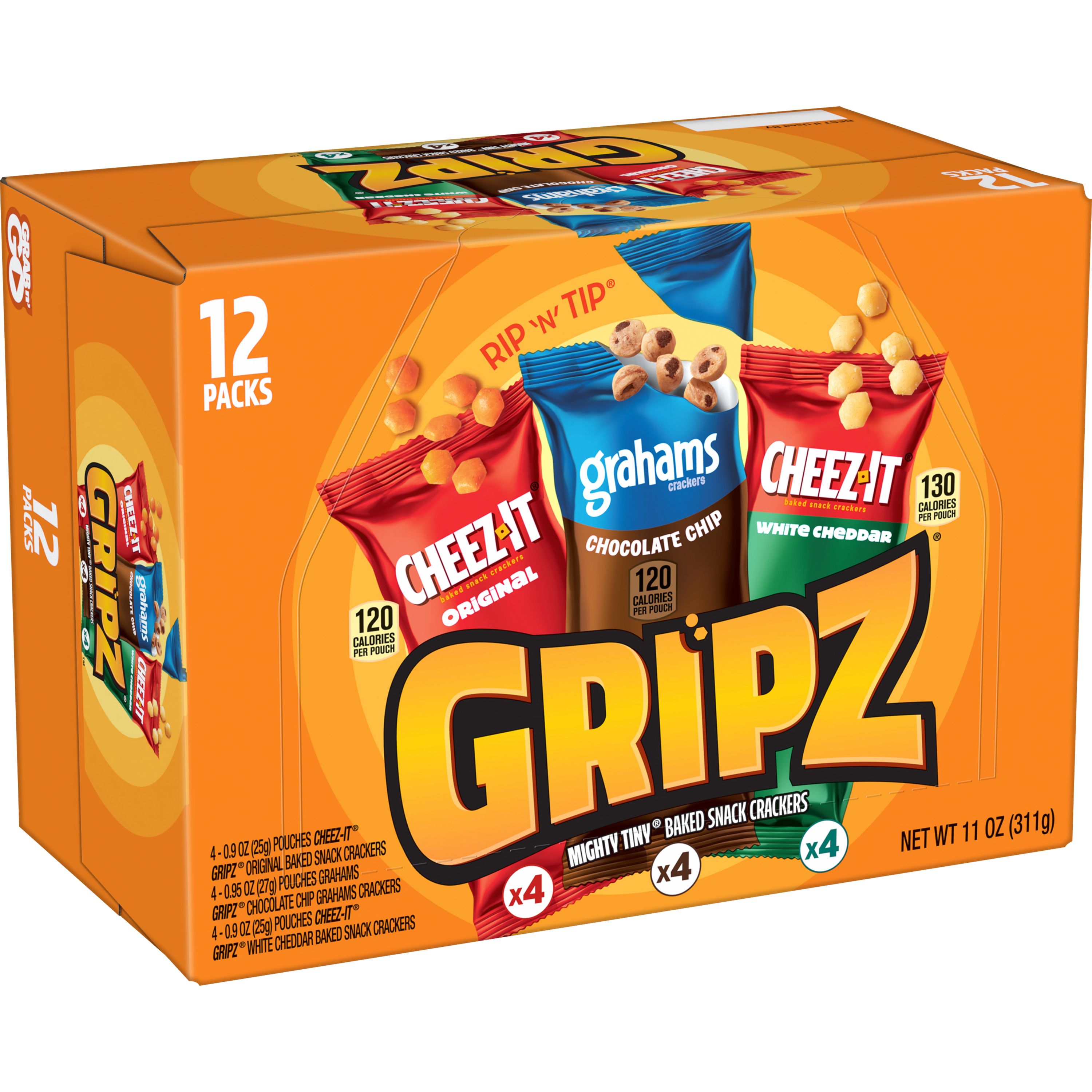 Cheez-It® Gripz® Variety Pack (Original, White Cheddar, Chocolate Chip ...